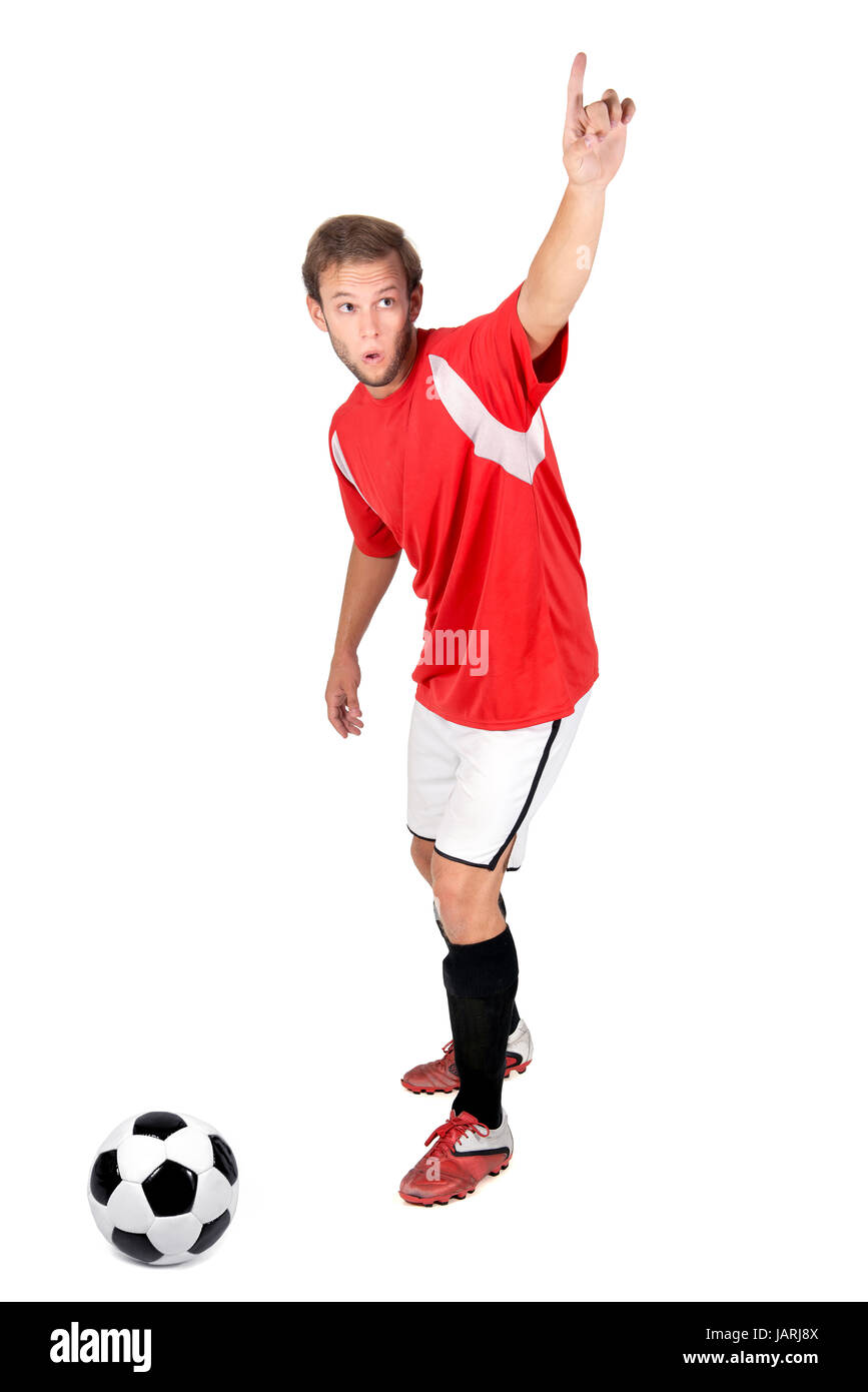 Football player waiting for a free kick isolated in white Stock Photo ...