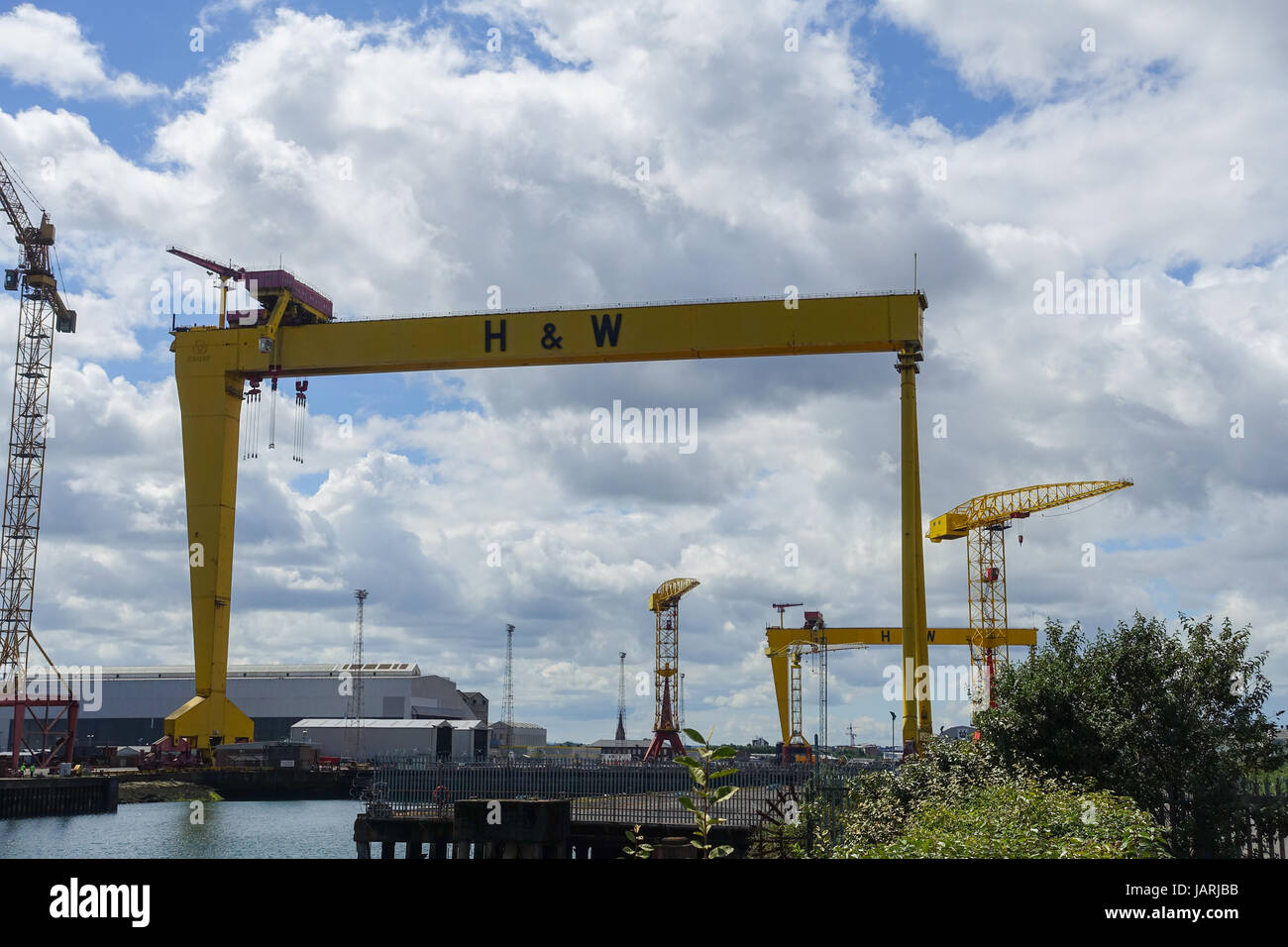 Samson and Goliath gantry cranes at the Harland & Wolff shipyard in ...