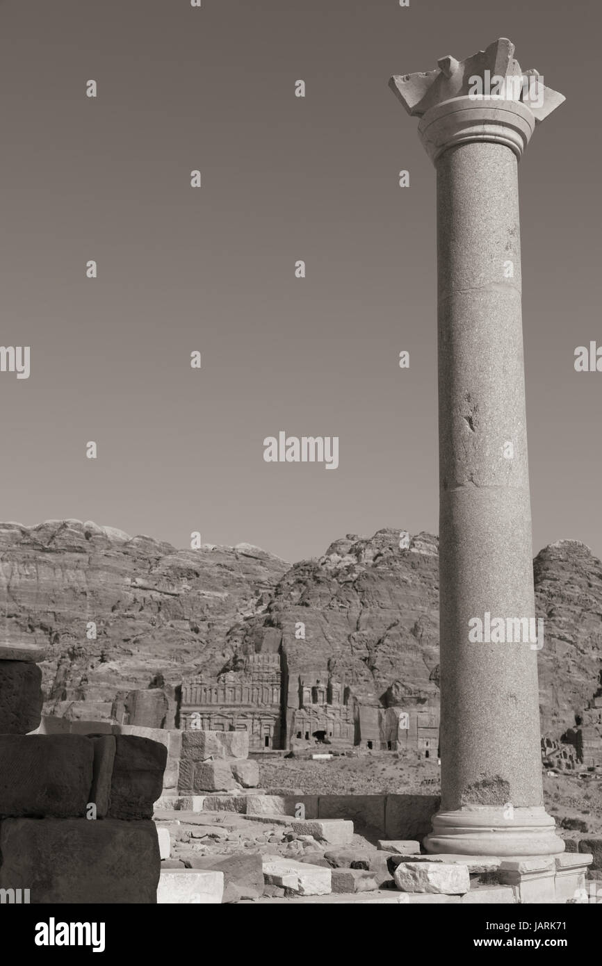 in petra jordan the view of the monuments from the ruins of the antique ...