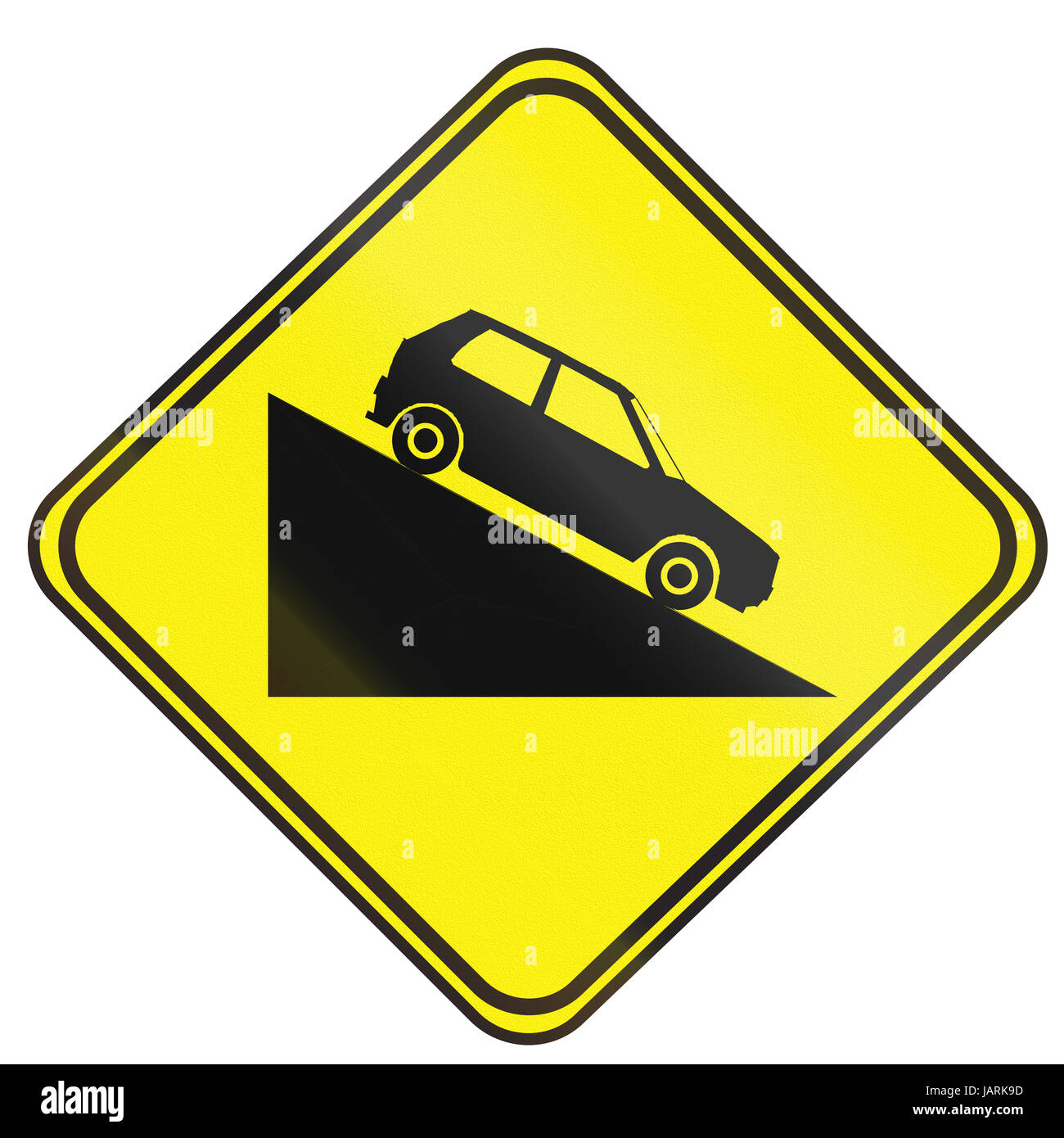 Steep descent warning road sign in Uruguay Stock Photo - Alamy