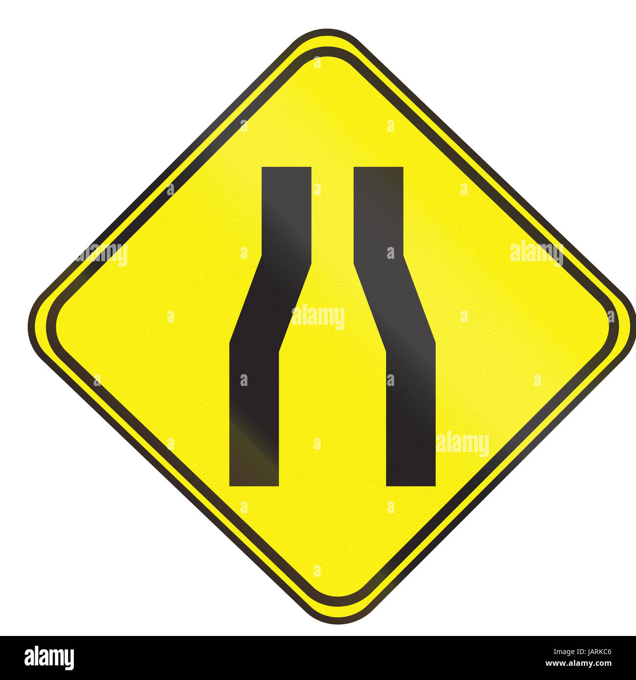 Road sign used in Uruguay - One Lane Road Ahead Stock Photo - Alamy