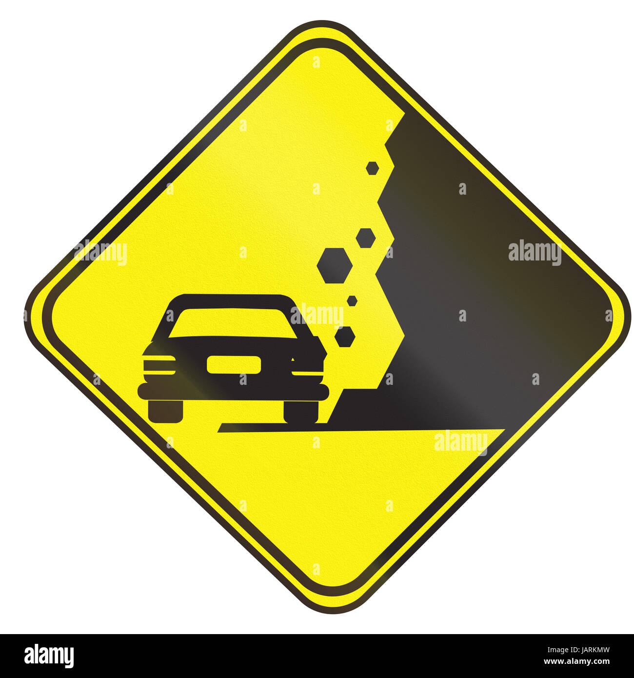 Road sign used in Uruguay - Falling Rocks Stock Photo - Alamy