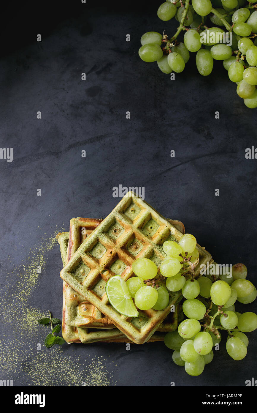 Green tea waffles hi-res stock photography and images - Alamy