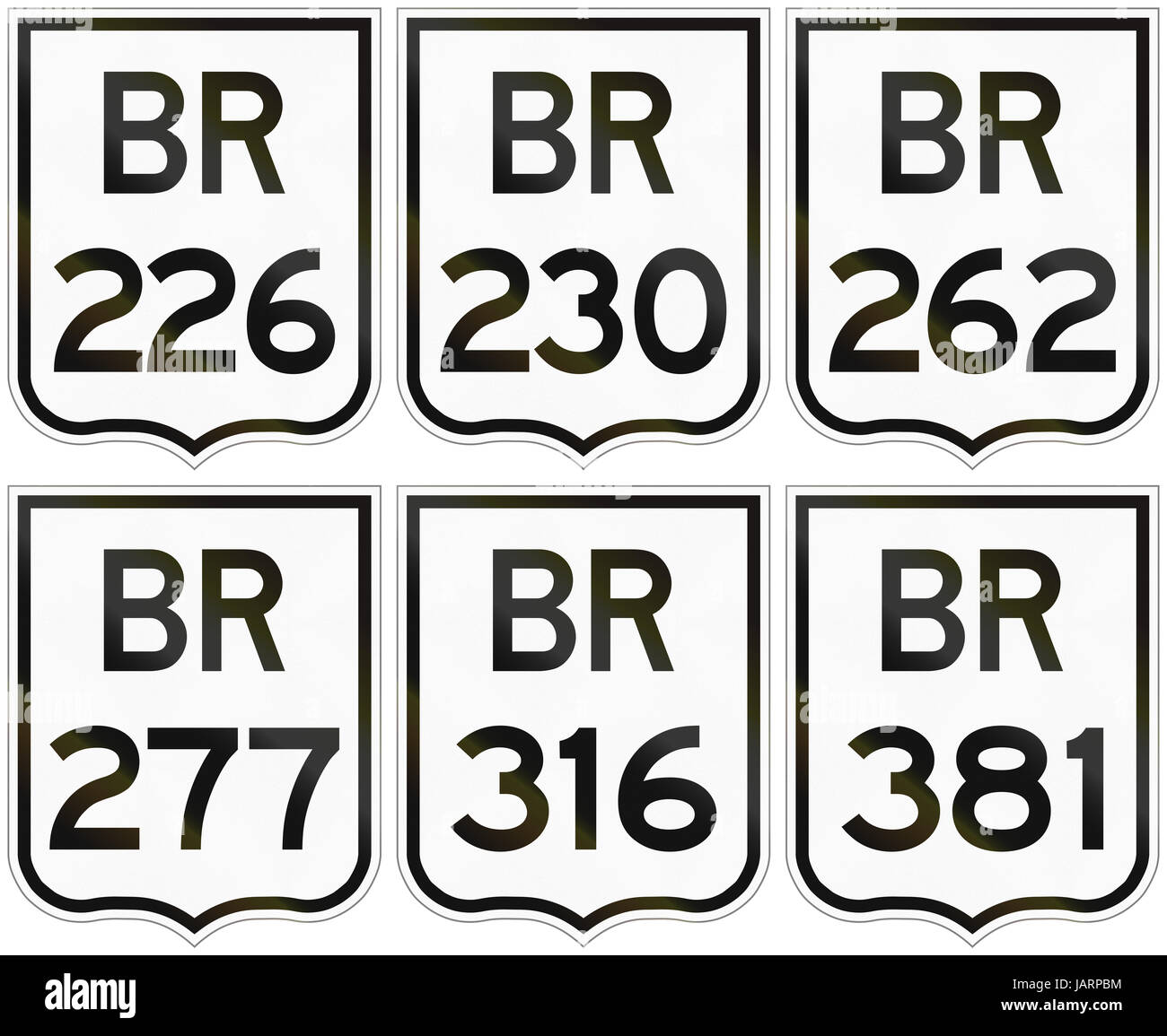 Collection of road shields of Brazilian federal highways Stock Photo ...