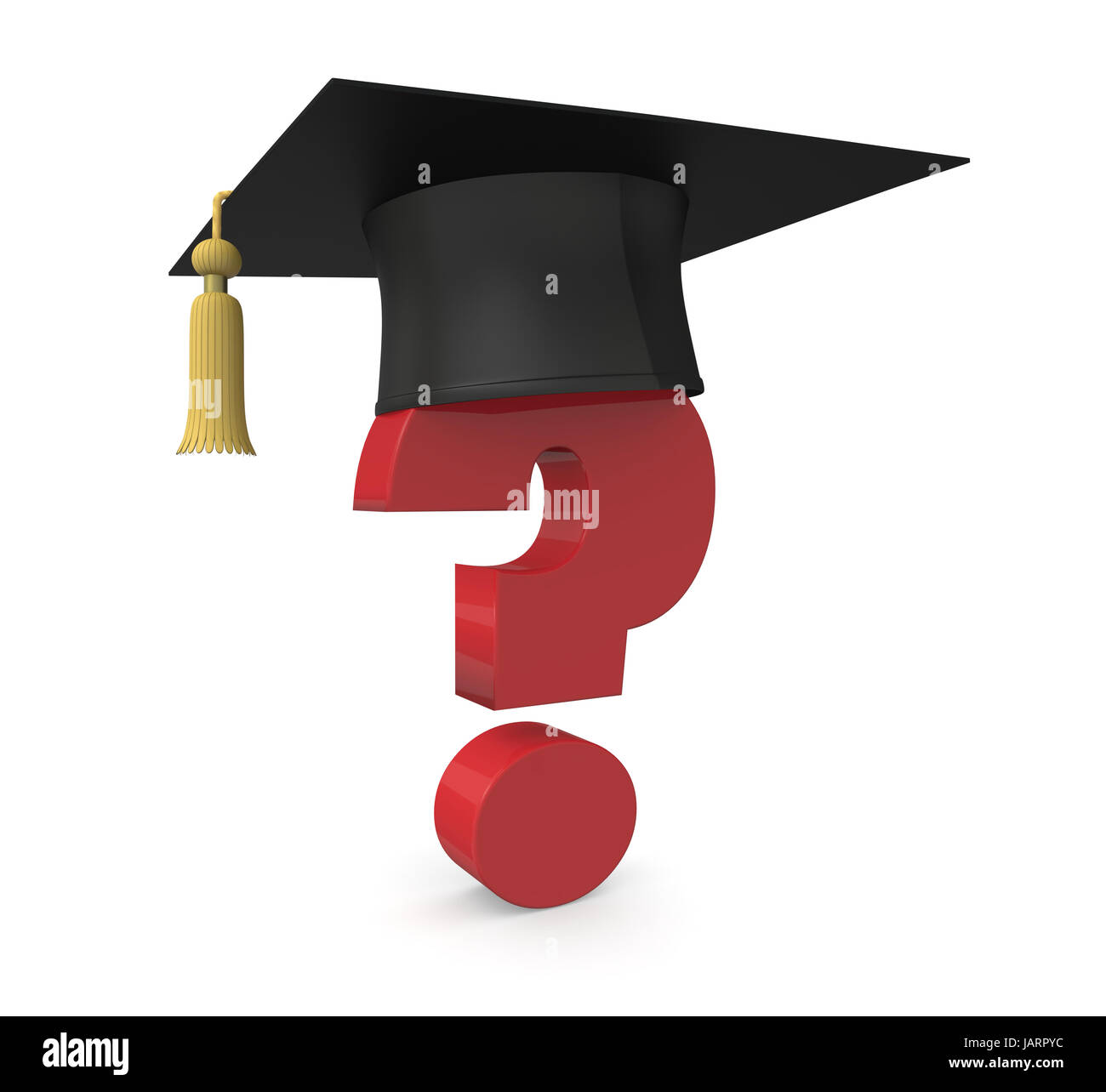 one academic cap or mortarboard with a question mark, concept of ...