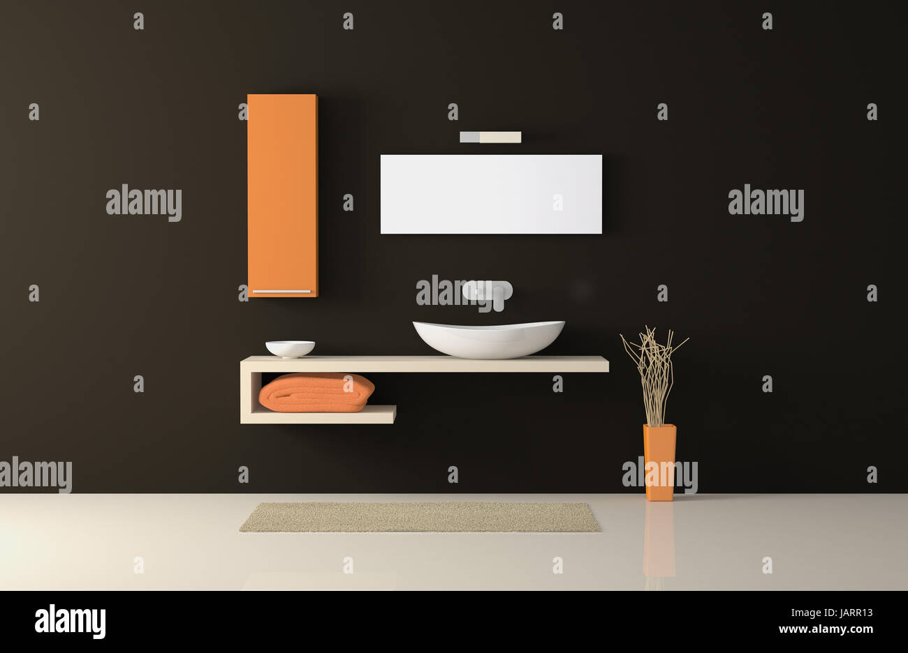 front view of a modern bathroom (3d render Stock Photo - Alamy