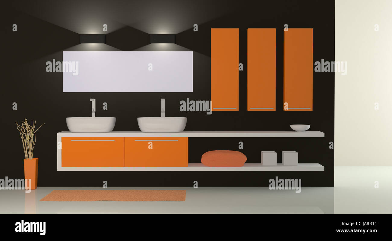 front view of a modern bathroom (3d render Stock Photo - Alamy