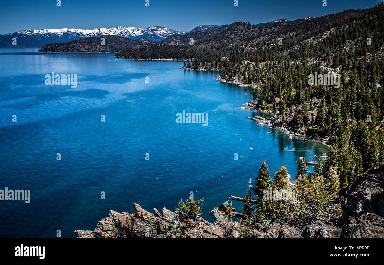 Lake Tahoe from top of Cave Rock Stock Photo - Alamy