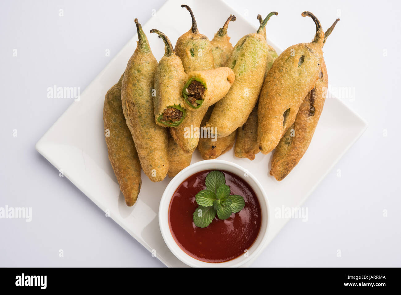 green chilli pakode or mirch or mirchi pakode, favourite indian tea ...