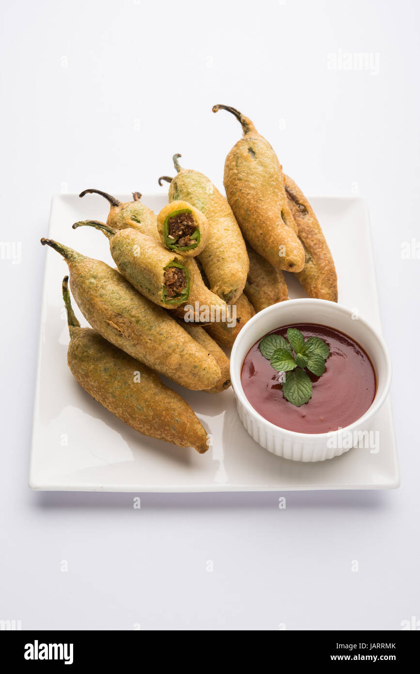 green chilli pakode or mirch or mirchi pakode, favourite indian tea ...