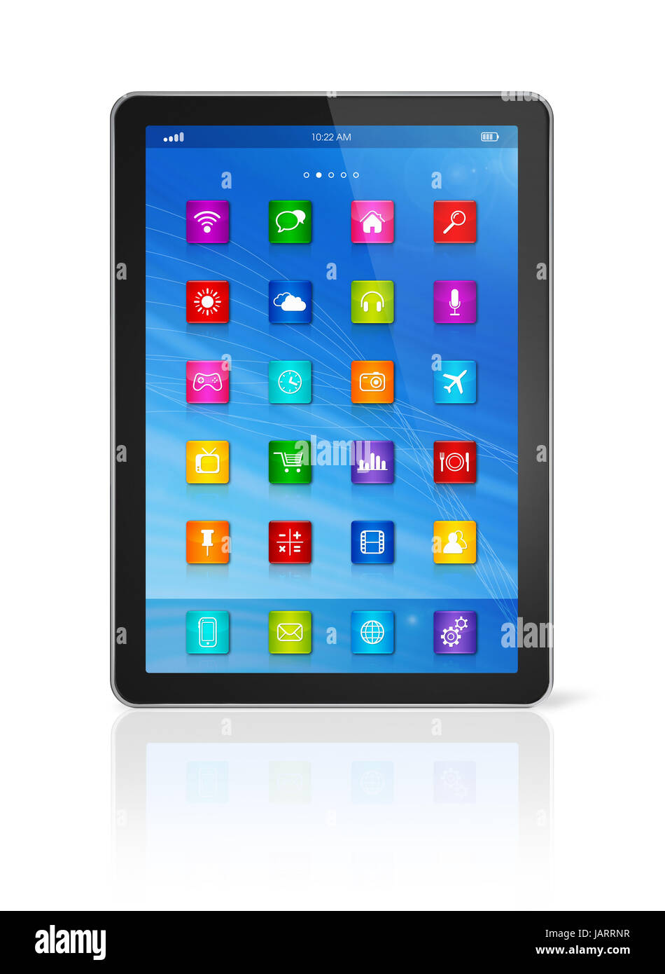 3D Digital Tablet Computer - apps icons interface - isolated on white ...