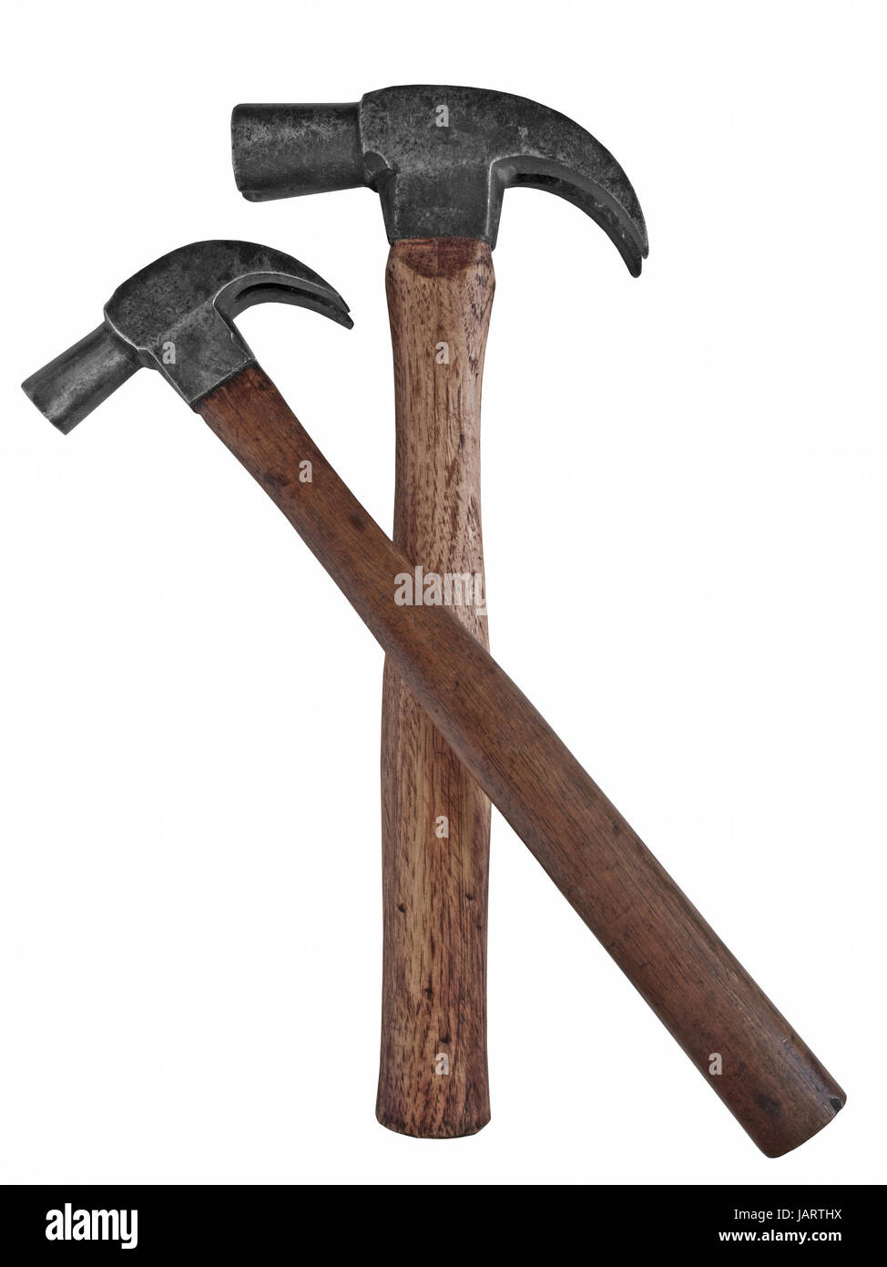 two vintage carpenter hammers isolated over white background Stock ...