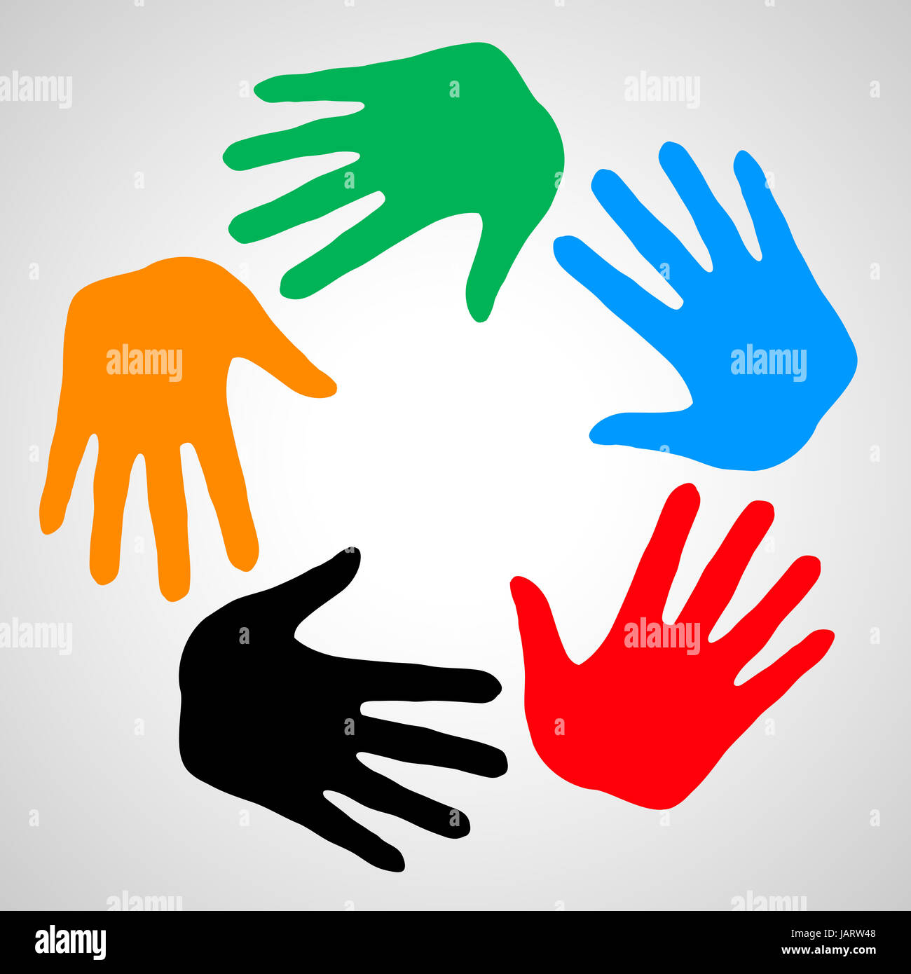 Colorful hands as symbol friendship, help and support Stock Photo - Alamy
