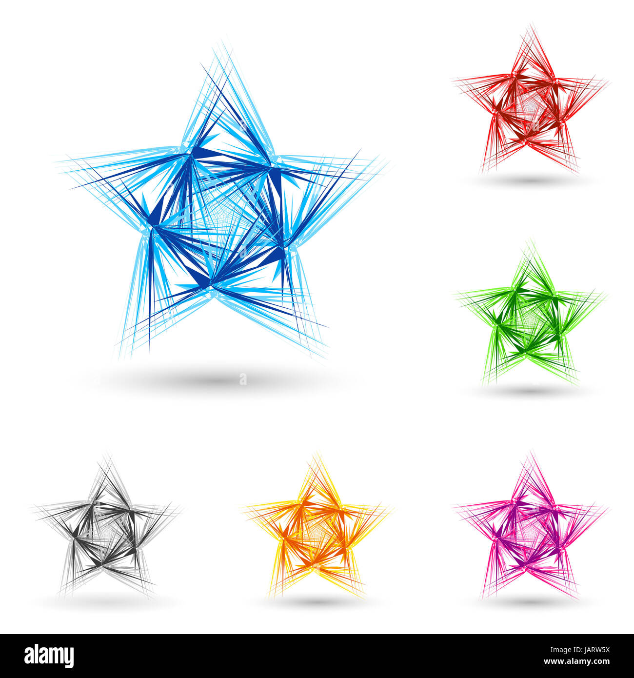 Abstract spiky star with set of color variations on white Stock Photo ...