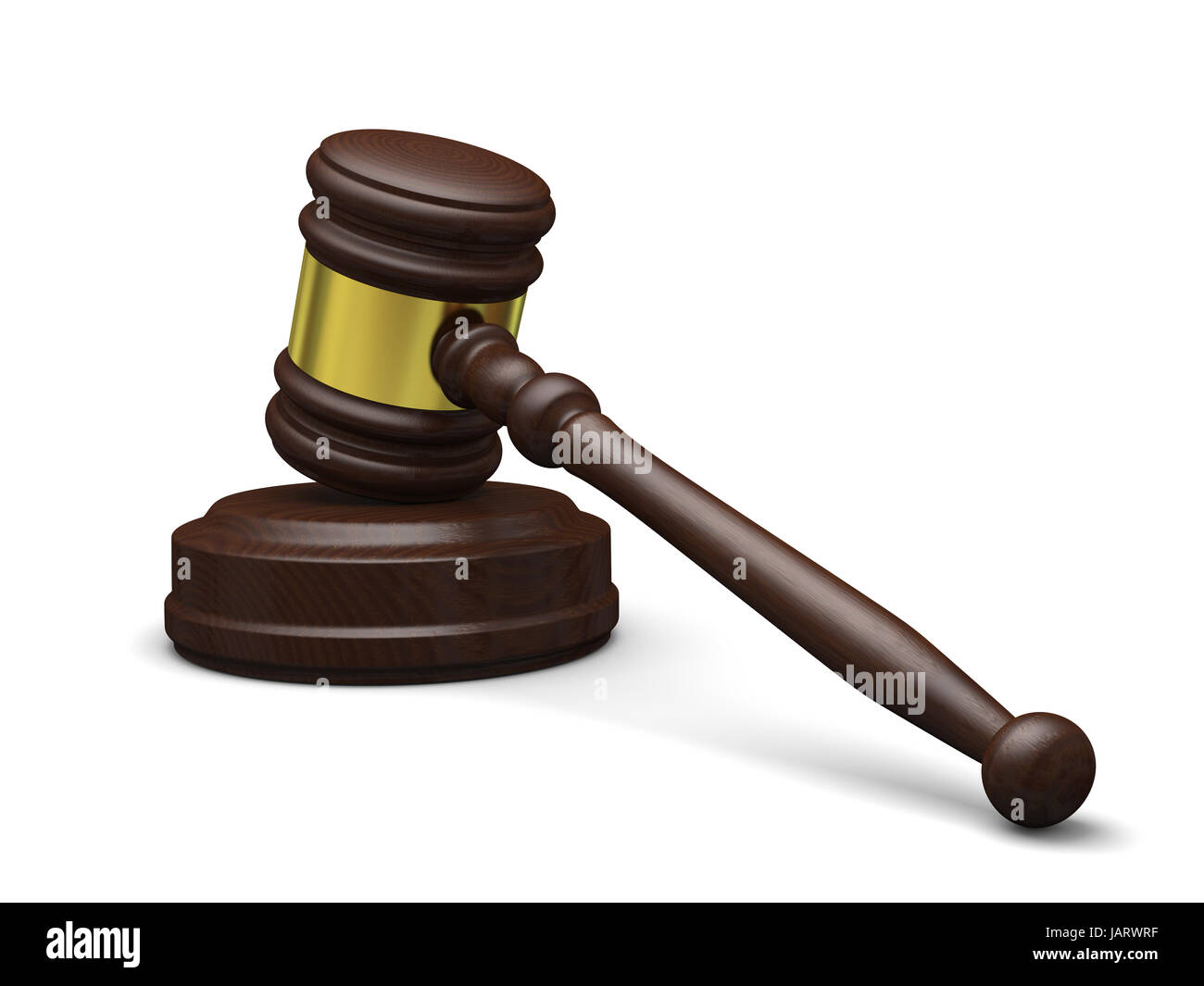 Wooden gavel isolated on white background, symbol of law and justice ...
