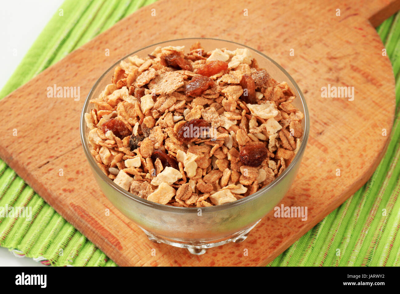 Bowl of mixed breakfast cereals and dried fruit Stock Photo - Alamy