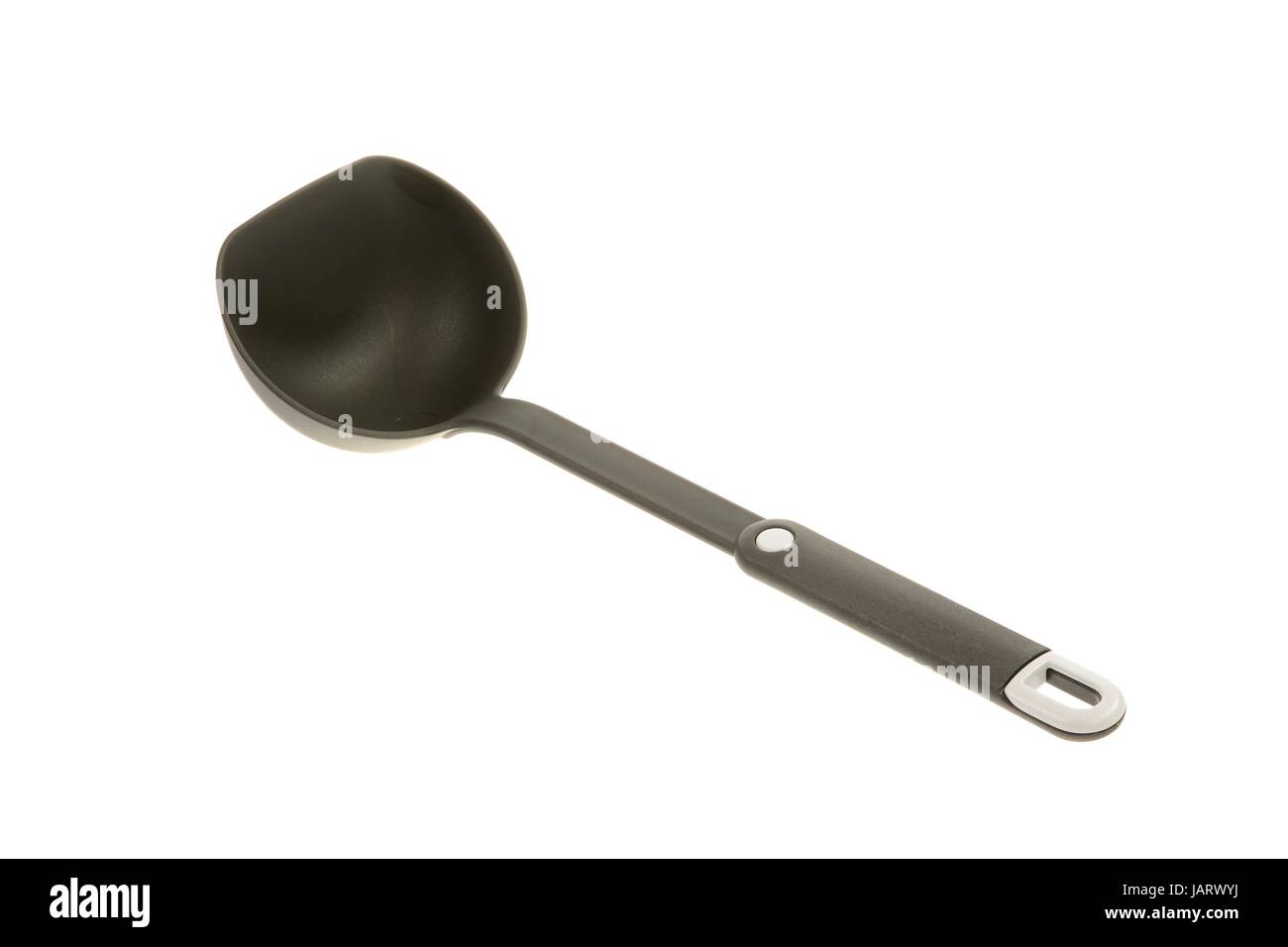 Isolated black plastic soup ladle Stock Photo - Alamy