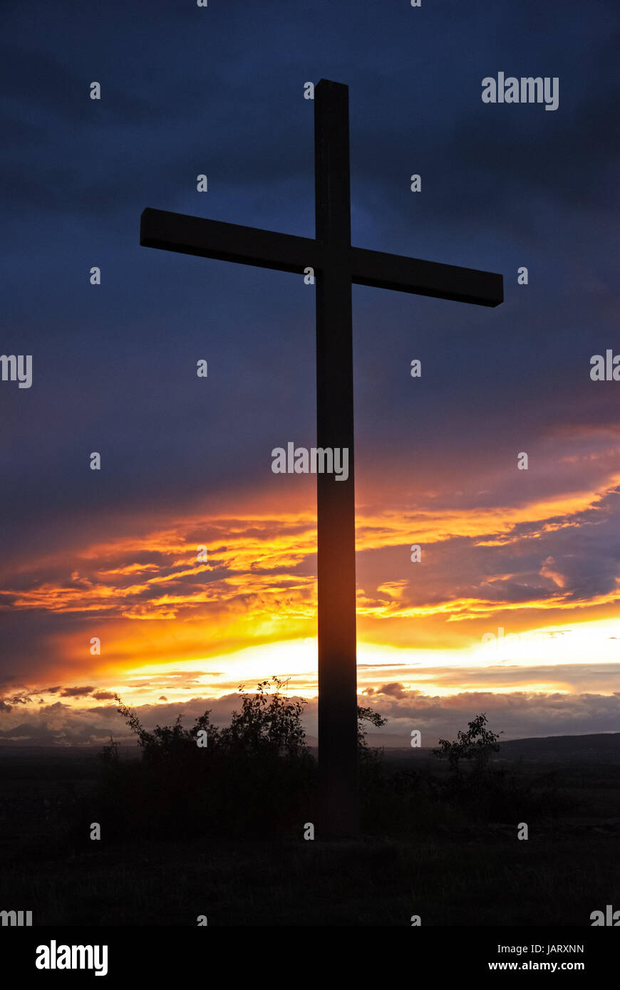 cross in front of a great night sky Stock Photo - Alamy