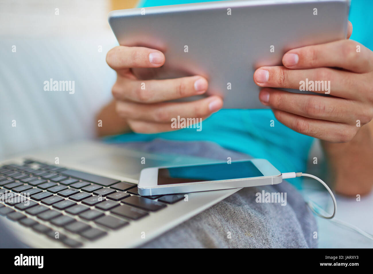 Always connectable with gadgets Stock Photo - Alamy