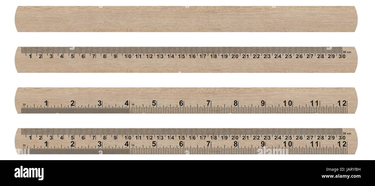 wood ruler isolated over a white background (with clipping work path ...