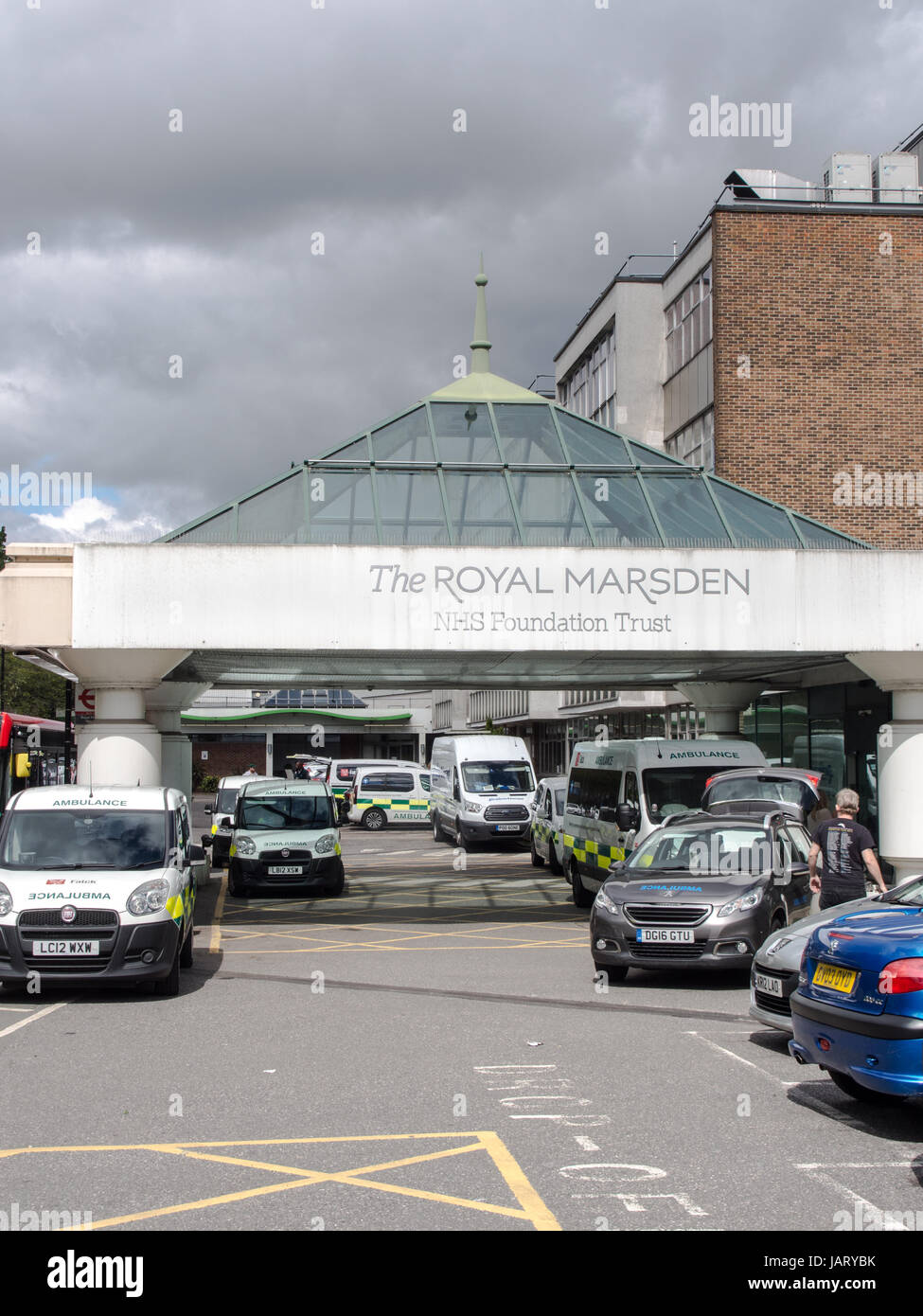 The main reception of the Royal Marsden hospital in Sutton, London ...