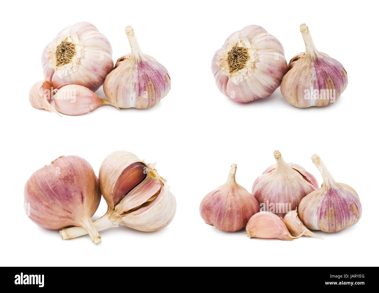Collection of fresh young garlic isolated on white background Stock ...