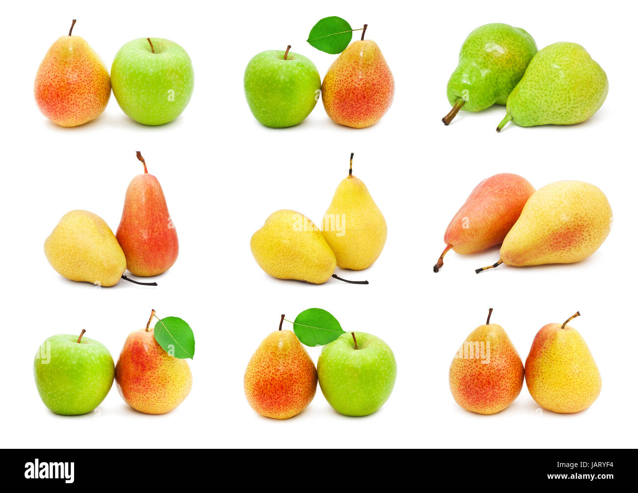 Collection of fresh pears isolated on white background Stock Photo - Alamy