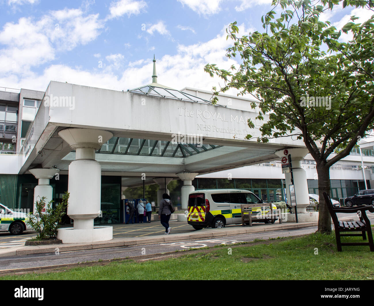 The main reception of the Royal Marsden hospital in Sutton, London ...