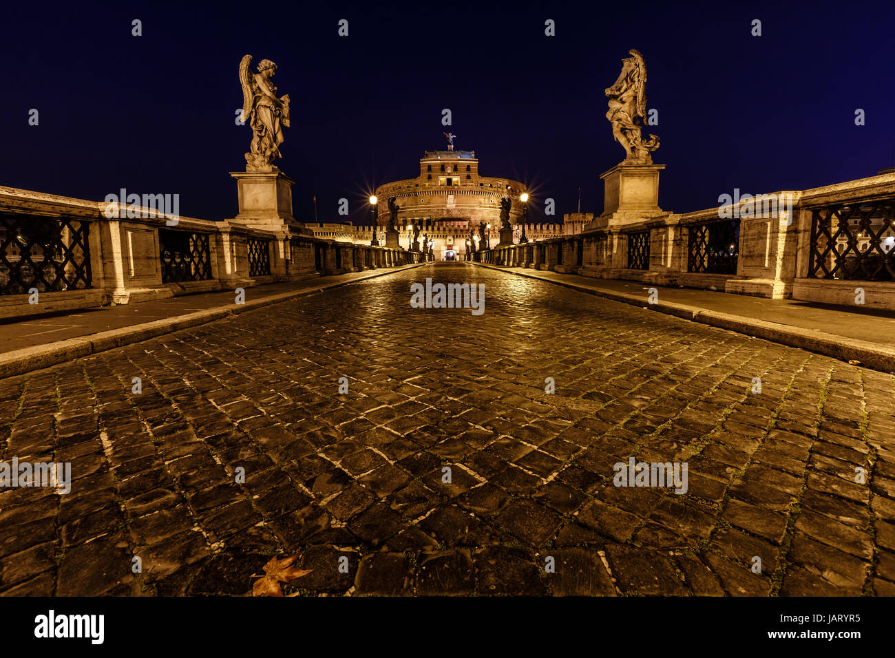 Castle of Holy Angel and Holy Angel Bridge over the Tiber River in Rome at Dawn, Italy Stock ...