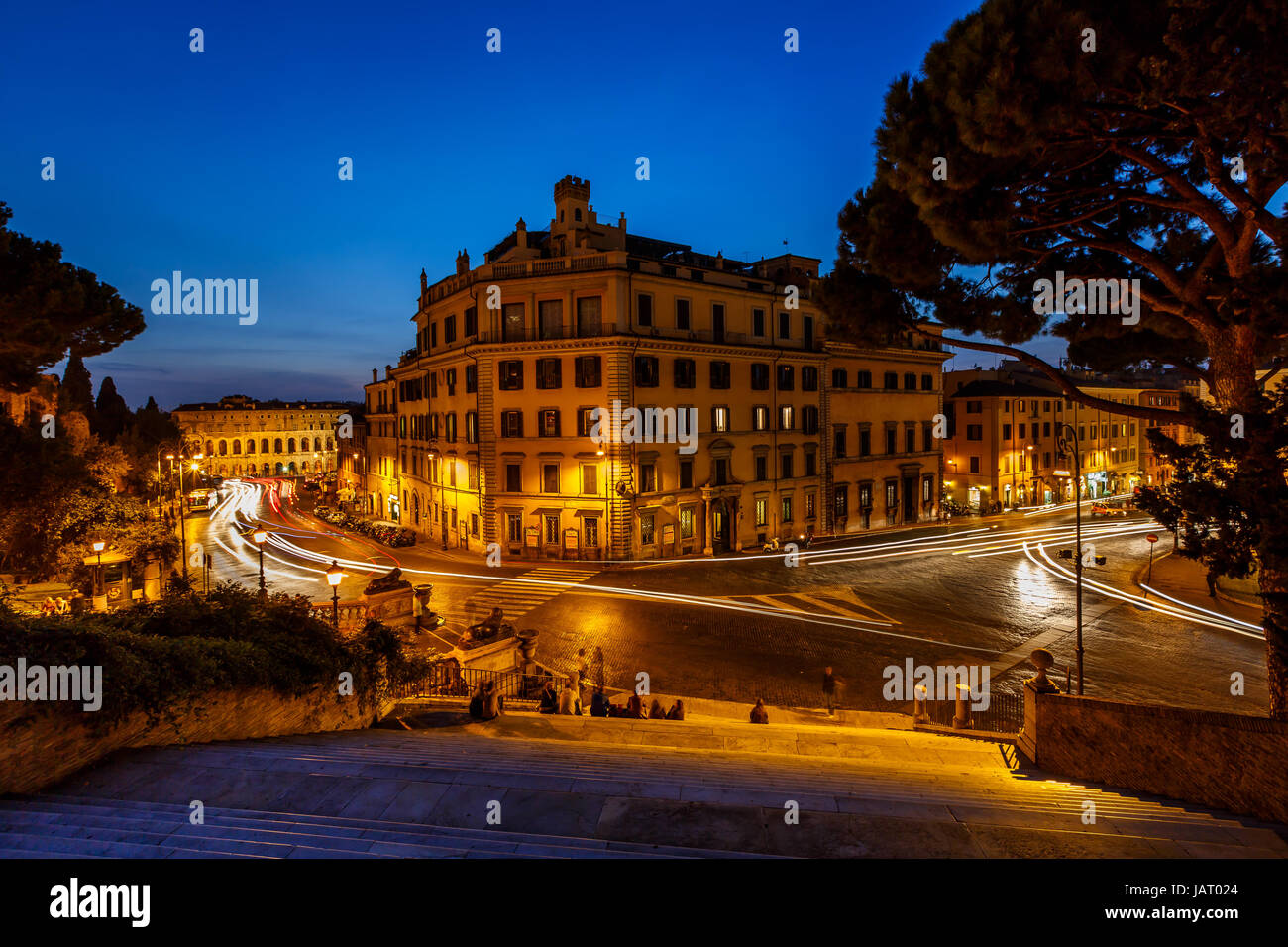 Marcello Theater and Traffic Trails on Via Marcello, View from ...