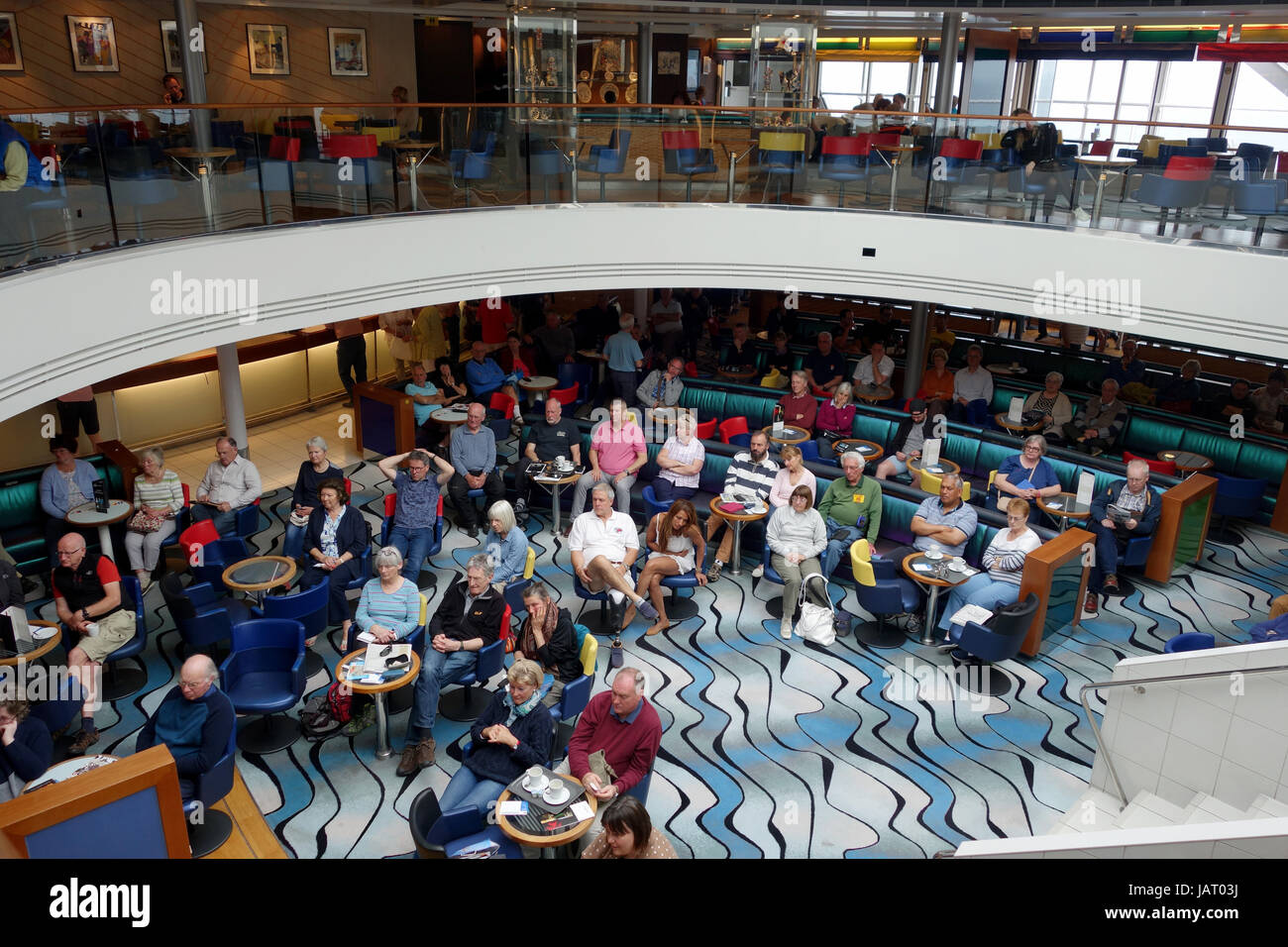Passengers on board Brittany Ferries ship Pont Avon Stock Photo - Alamy