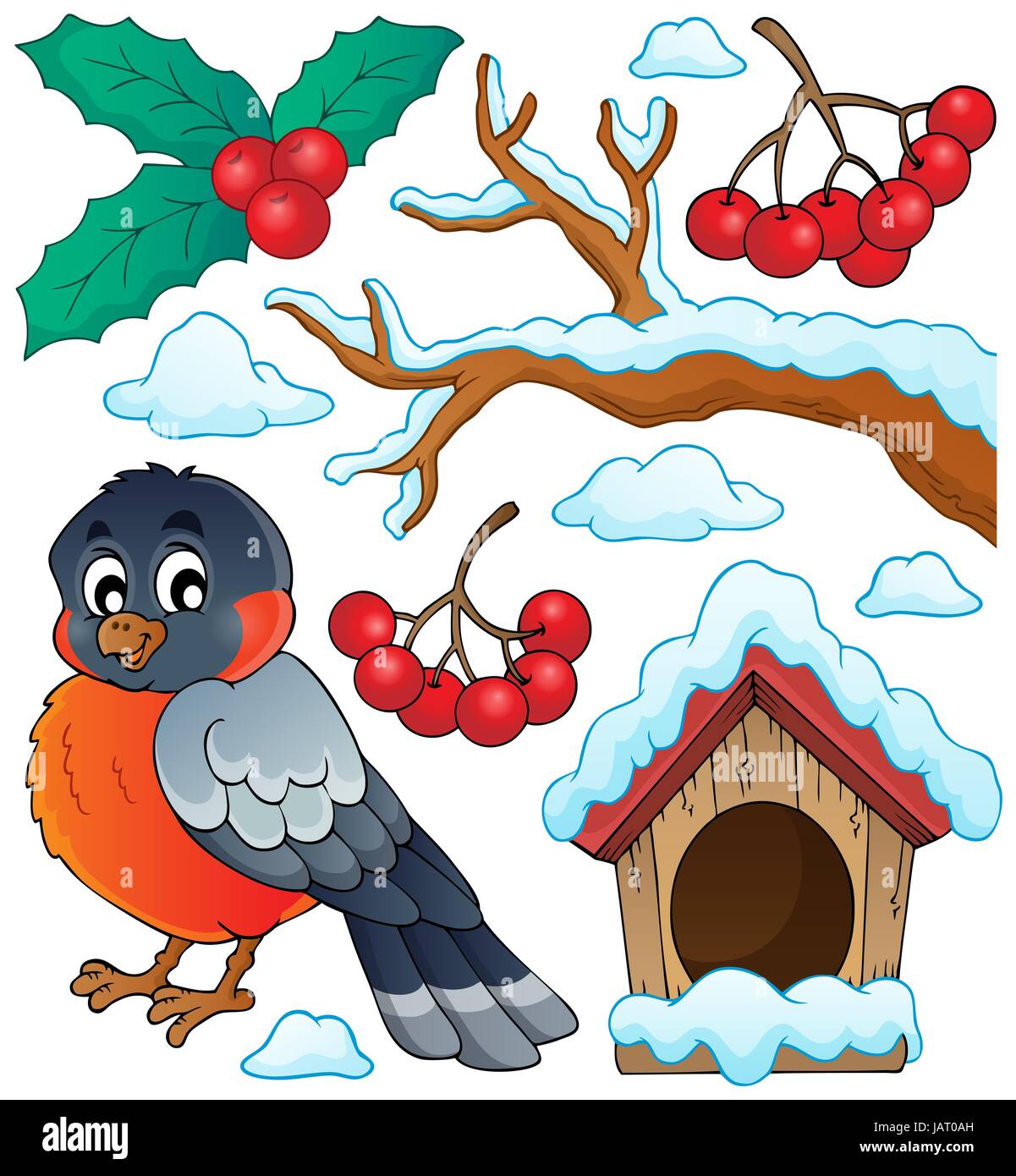 Winter bird theme collection 1 - picture illustration Stock Photo - Alamy