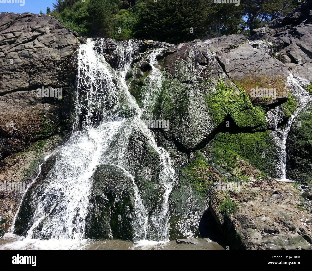 Beach Waterfall on the Lost Coast Stock Photo - Alamy