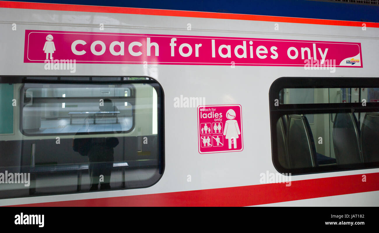 Signage on outside of ladies-only coach in KTM Class 92 electric ...