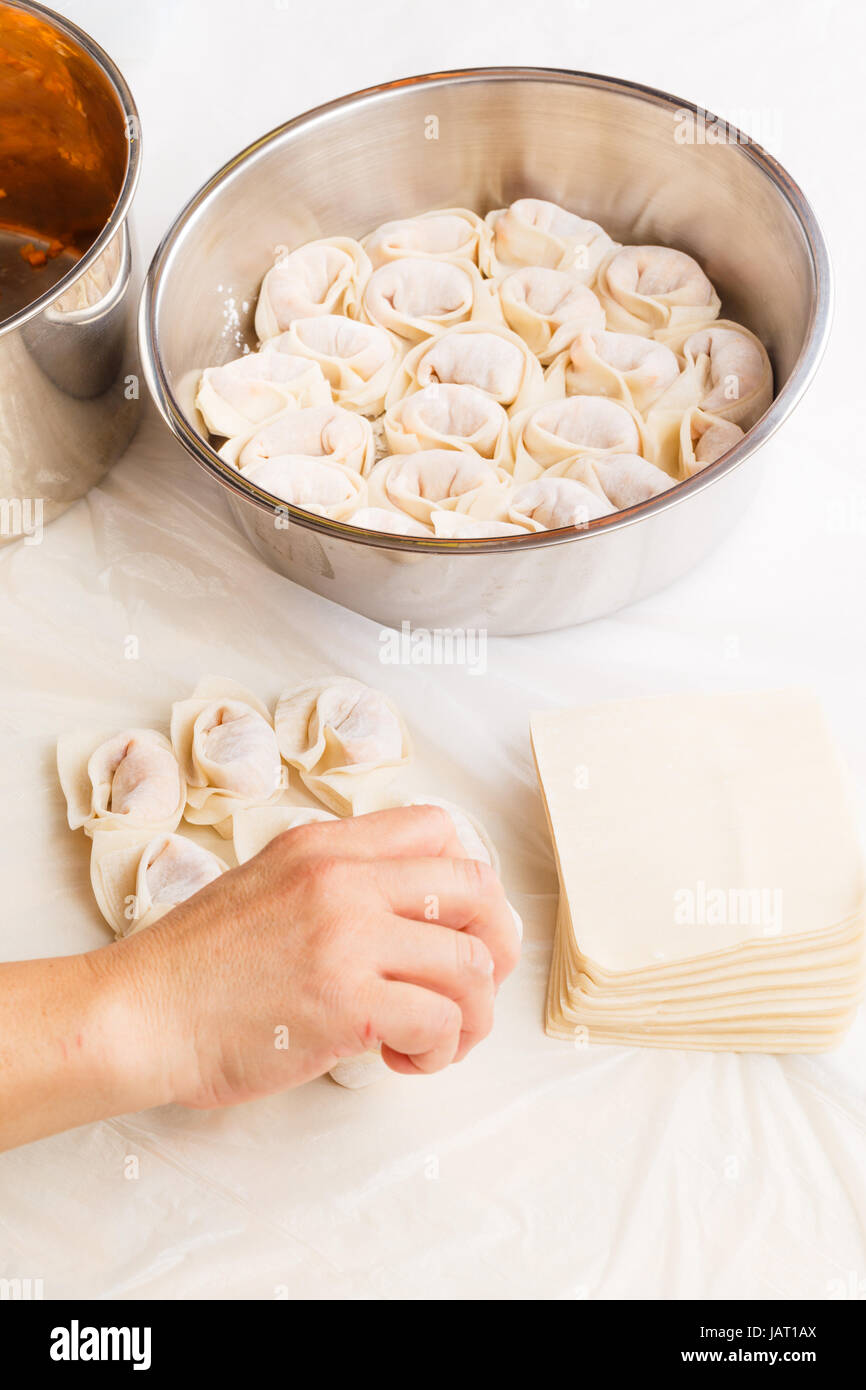 Making Chinese Dumplings Stock Photo Alamy making-chinese-dumplings-stock-photo-alamy