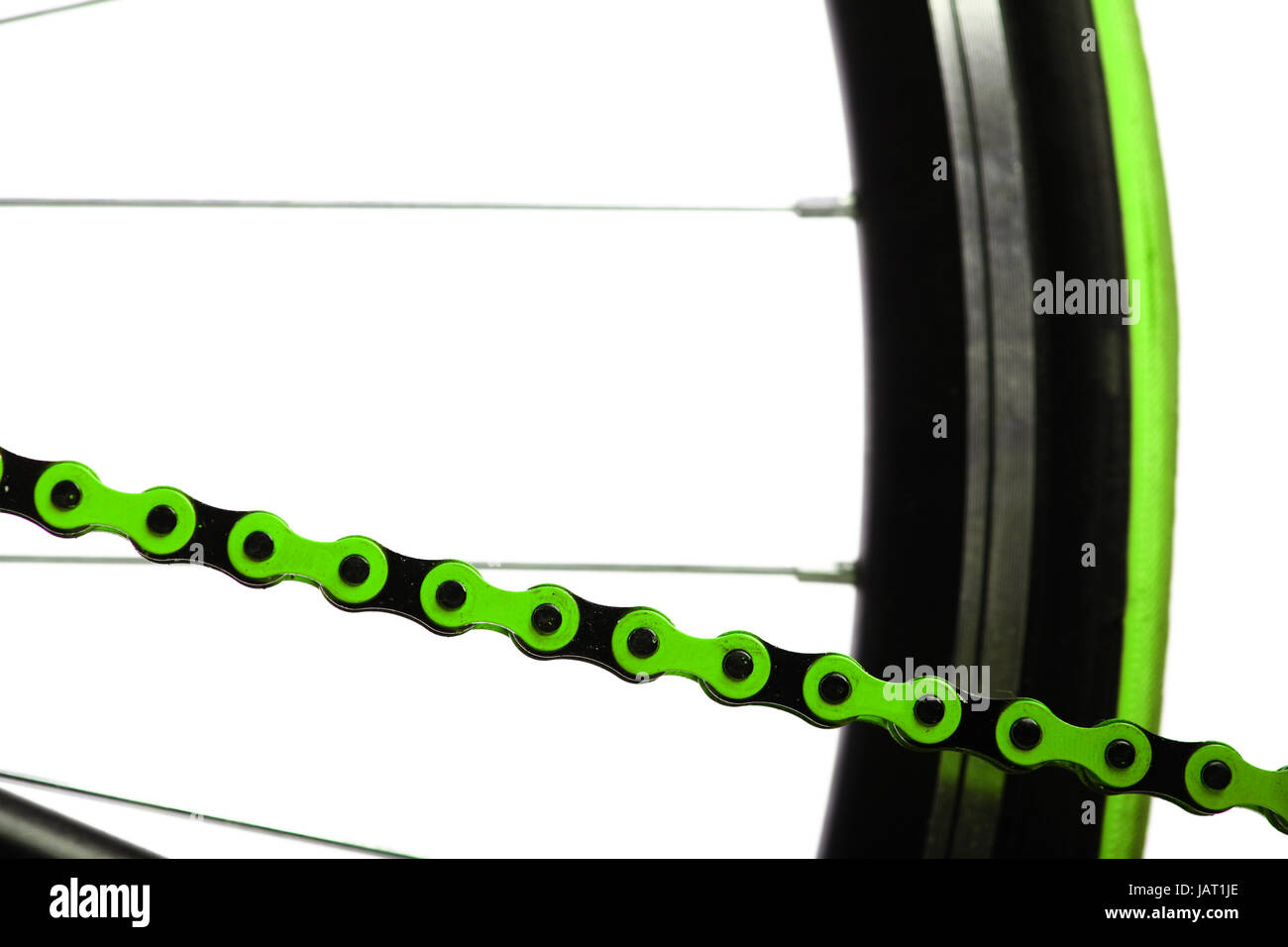 Color detail on a green chain from a bicycle Stock Photo - Alamy