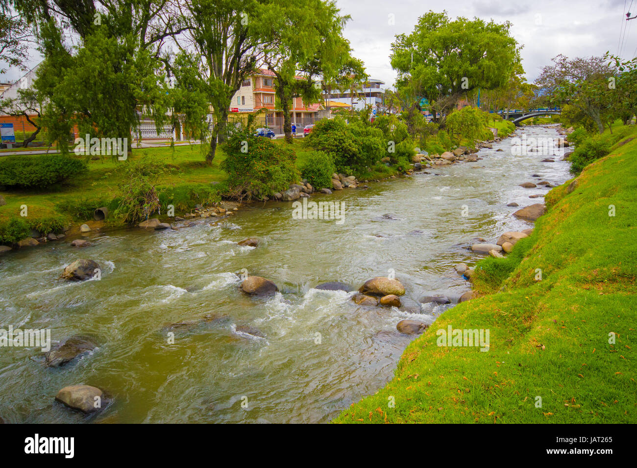Cuenca, Ecuador - April 22, 2015: Tomebamba river as seen running ...