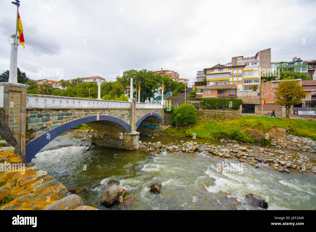 Cuenca, Ecuador - April 22, 2015: Tomebamba river as seen running ...