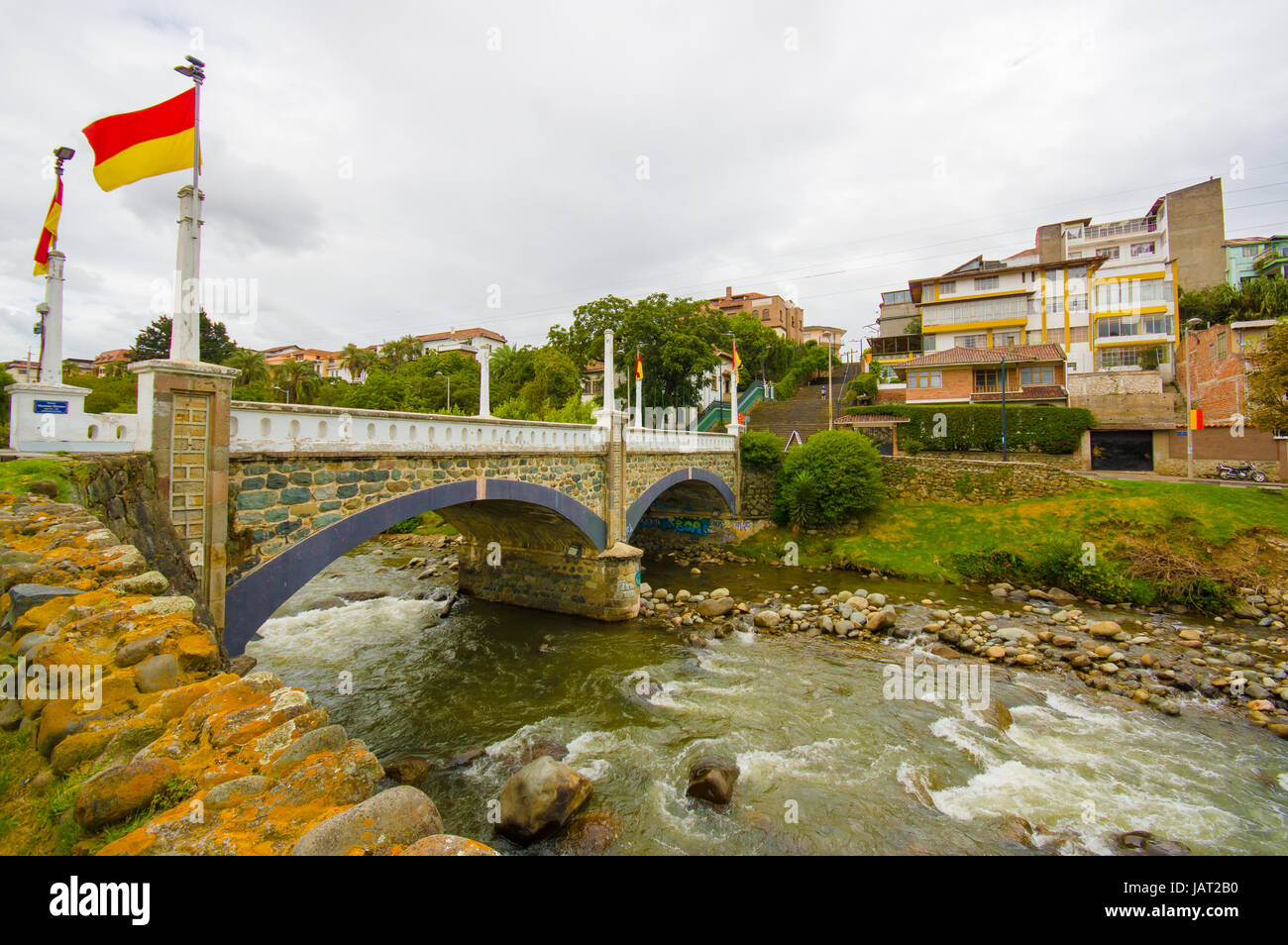 Cuenca, Ecuador - April 22, 2015: Tomebamba river as seen running ...