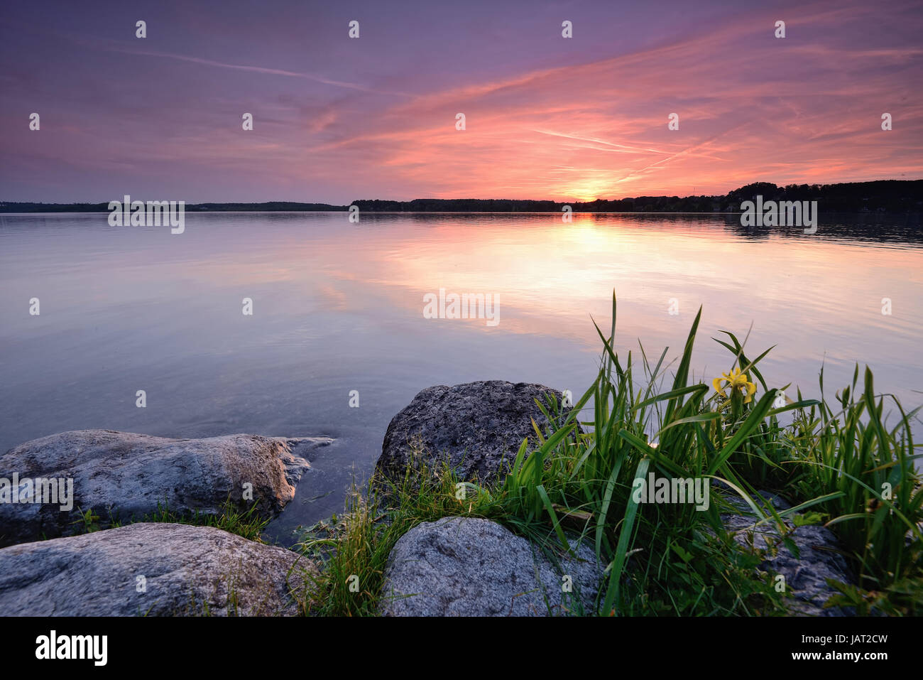 in the evening on the lake Stock Photo - Alamy