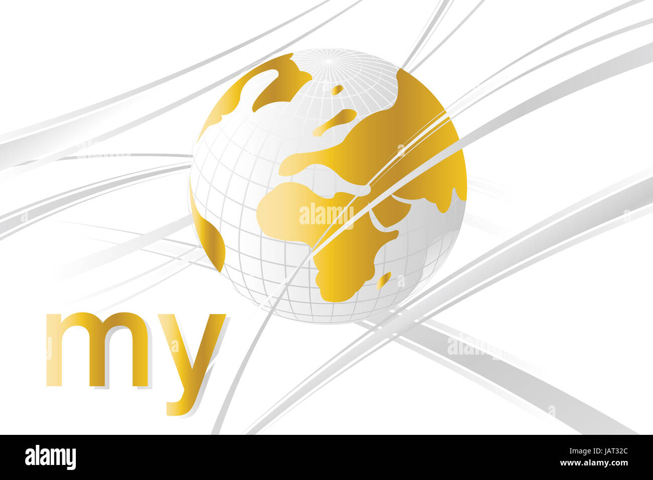 Abstract and Business Background with globe map and wavy lines Stock ...