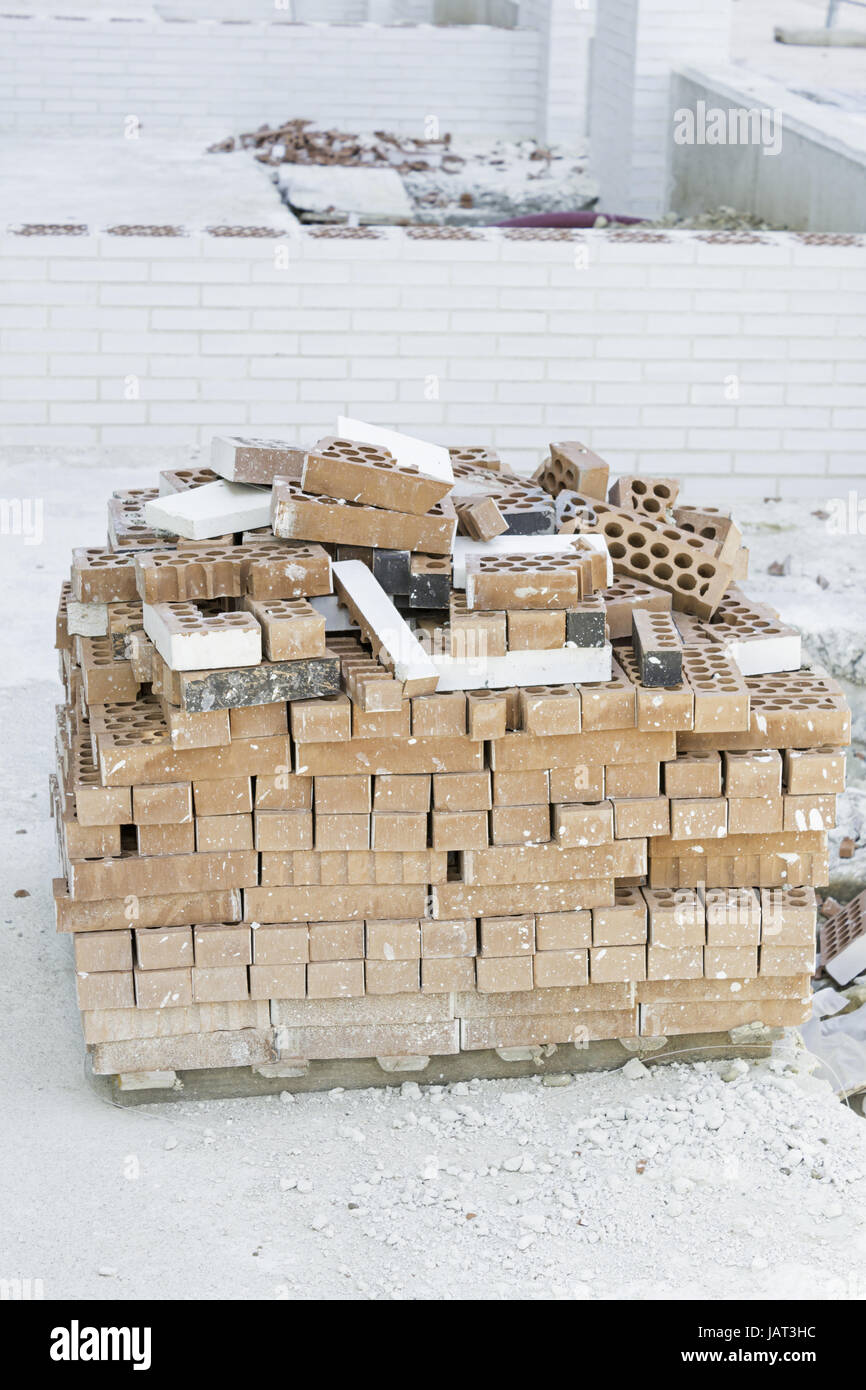 Pile of bricks in building construction, business and architecture ...