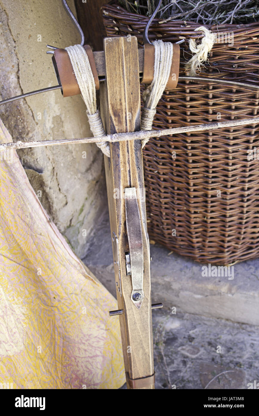 Medieval wooden crossbow with string, weapons and old Stock Photo - Alamy