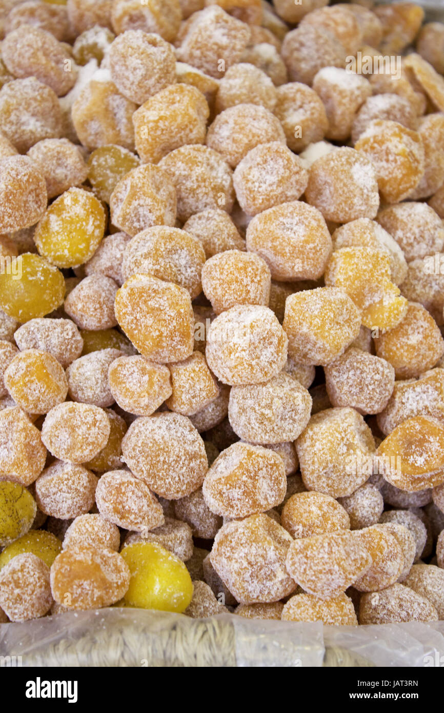 Sweet fruit and caramelized dry feed market, food and crafts Stock ...