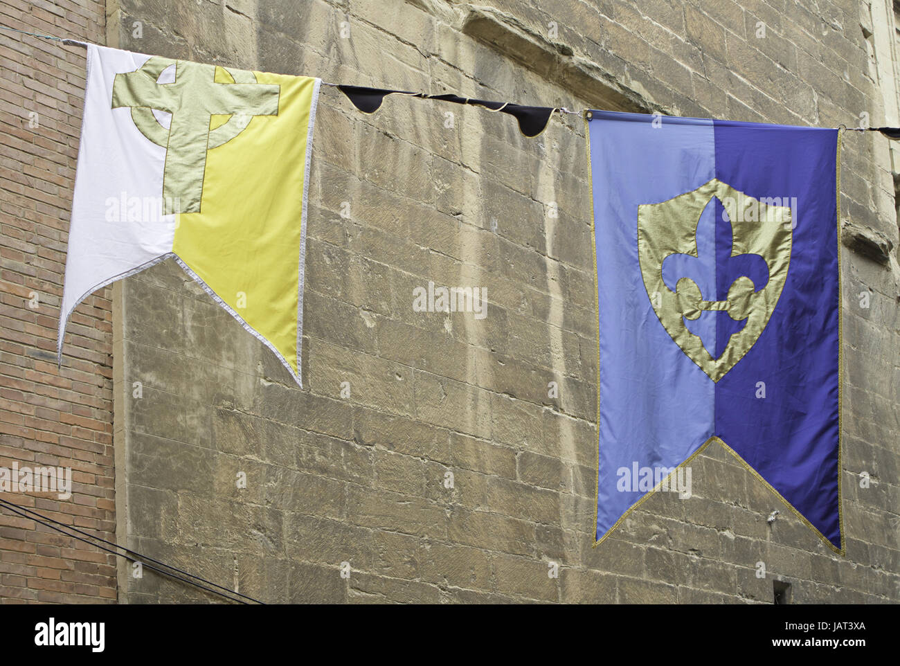 Flags representative medieval celebration in town, culture and history ...
