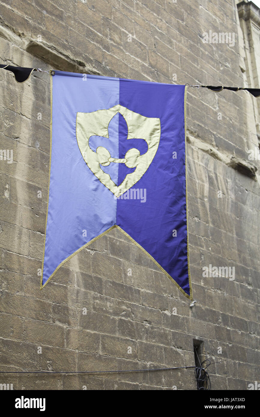 Flag representative medieval celebration in town, culture and history ...
