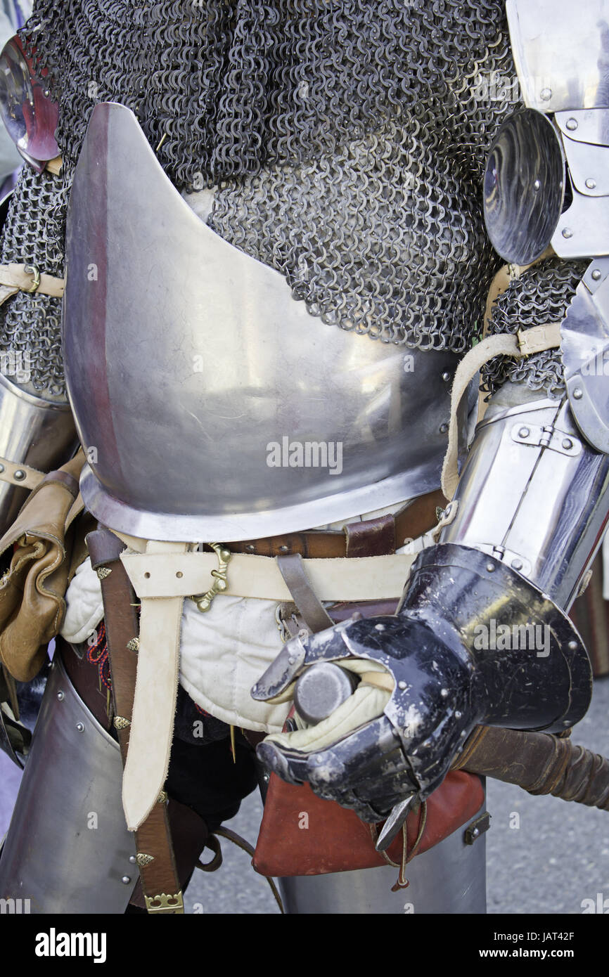 Medieval iron armor bright on soldier, celebration and event Stock ...