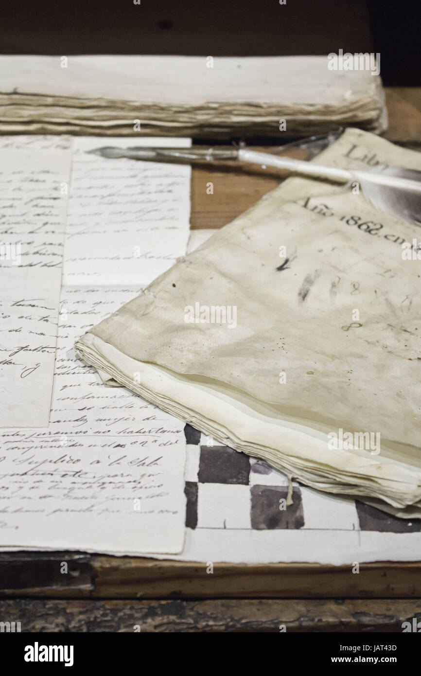 Ancient manuscript written in calligraphy and notebook, education and ...