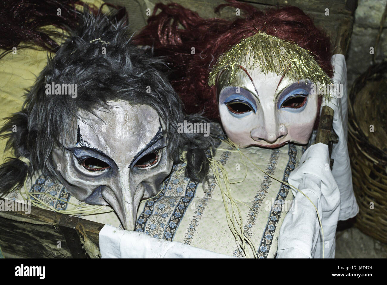 Terrifying theater masks in ancient trunk, interpretation and crafts ...