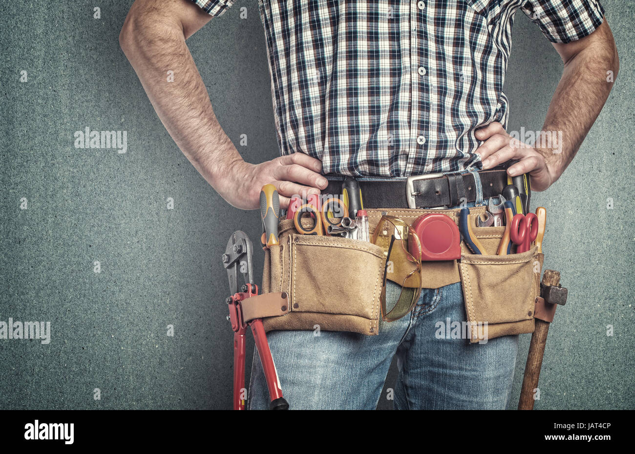 handyman portrait detail of toolsbelt Stock Photo - Alamy